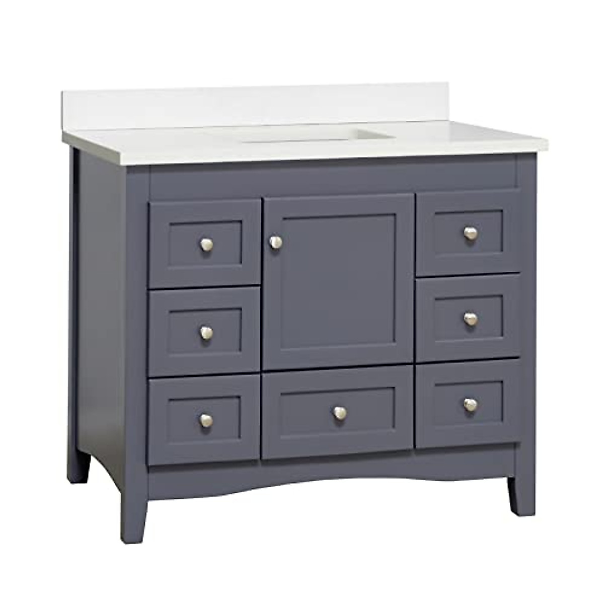 Abbey 42-inch Bathroom Vanity (Quartz/Marine Gray): Includes Marine Gray Cabinet with Stunning Quartz Countertop and White Ceramic Sink