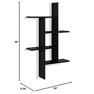 Danya B. Cantilever Cubby Decorative Modern Wall Mount Shelf – Horizontal or Vertical (Black)