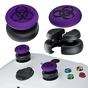 PlayRealm NO Falling Off Thumbstick Extender & Silicone Grip Cover 2 Sets for Xbox Series X/S & Xbox One S/X Controller(BH Purple)