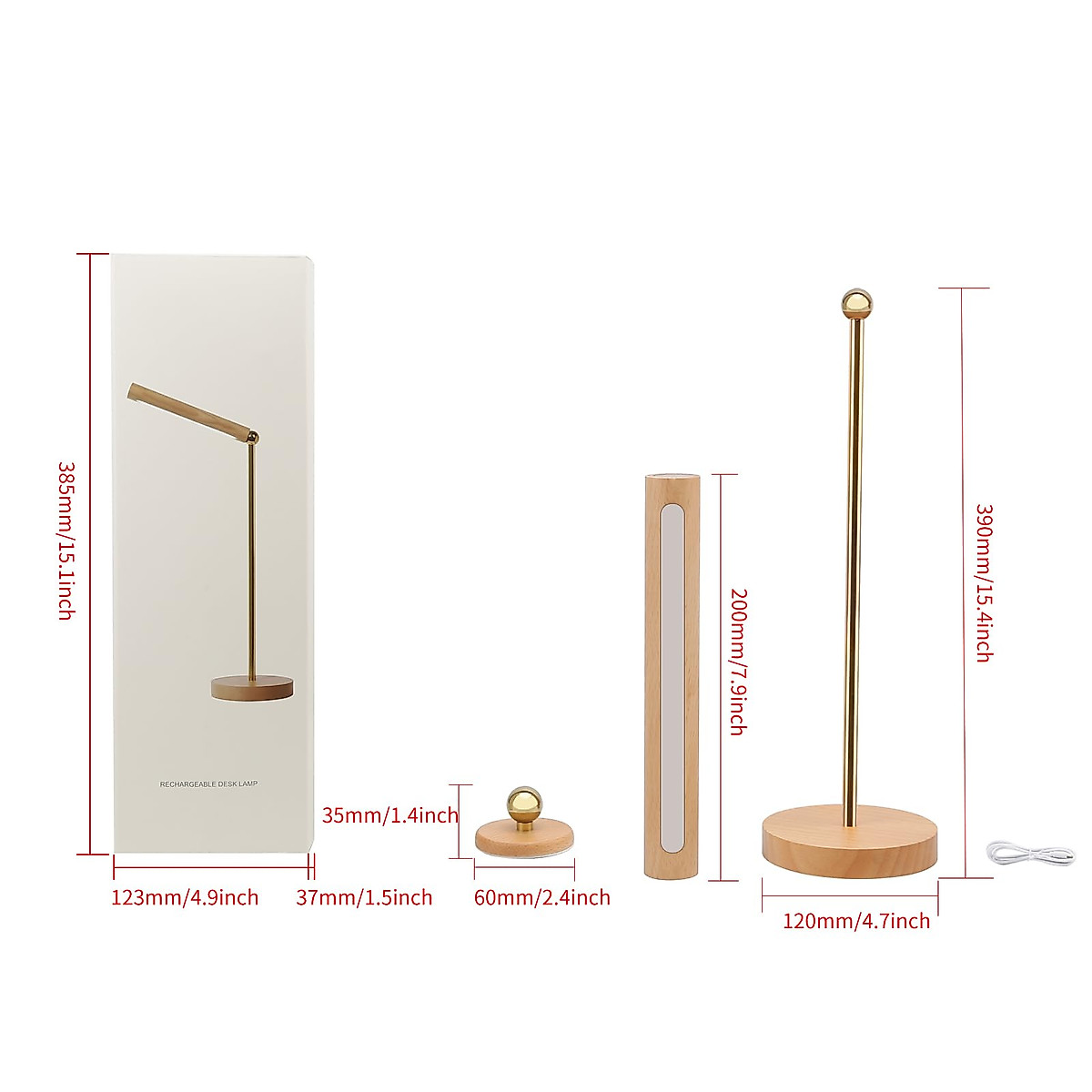 LANDGOO Wooden LED Table lamp Reading lamp Magnetic Dimmable Reading Light