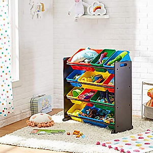 ROCKPOINT Kid‘s origanizer 12 Bins Espresso/Primary Toy Storage Organizer (HX2020-7)