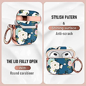 Youskin Airpod 3rd Generation Case Flower Cute,AirPod 3 Case Cover, Rose Golden Plating Airpods 3 Case for Men Women with Keychain，Shockproof Protective Case for AirPod 3，Blue Red Flower