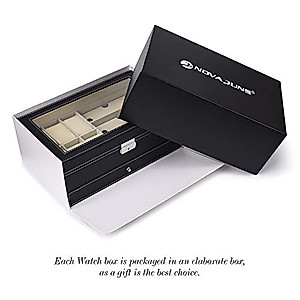 JS NOVA JUNS 6 slots watch box Jewelry Organizer Lockable Sunglass Display Case with Black Faux Leather