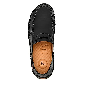 ENLEN&BENNA Men's Loafers Slip-On Casual Leather Dress Shoes Lightweight Comfortable Driving Walking Shoes Black Size 10.5