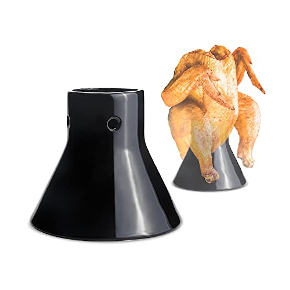 BONPAZ 2Pack Ceramic Beer Can Chicken Holder for Grill, Upright Chicken Roaster Rack, Grilling Accessories - Chicken Throne for Smokers, Non-Stick Beer Butt Chicken Stand, Kamado Joe BBQ Accessories