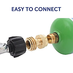 Flame King Propane Tank Adapter, 20lb to 1lb Converter, Hook Up Small Propane Cylinders when 20lb Ran Out, Solid Brass