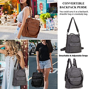 Backpack Purse for Women,Fashion Anti-Theft PU Leather Travel Shoulder Bag for Ladies Large Satchel VONXURY