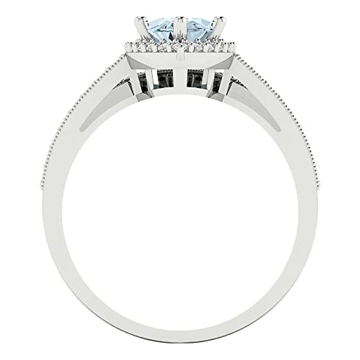 Clara Pucci 2.16ct Marquise Cut Halo Solitaire Natural Swiss Blue Topaz Engagement Anniversary Bridal Ring Band set 18k White Gold 10.5
