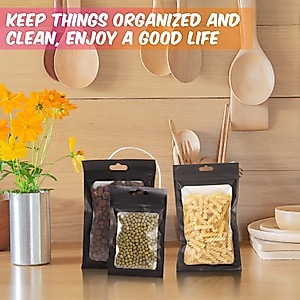 400 Piece Plastic Bags 4 Sizes Self Sealing Sealable Treat Bags for Packaging Food Storage Pouch for Sample Cookies Jewelry (Black, Long Hole)