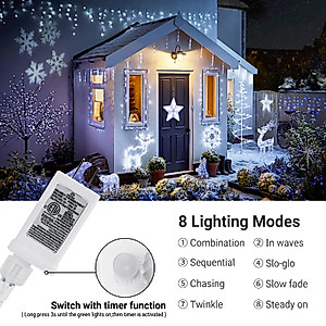 Joomer Christmas Icicle Lights,300 LED 29ft 8 Modes with 60 Drops,Christmas Lights with Timer,Waterproof Connectable Outdoor String Lights for Holiday,Wedding,Party Christmas Decorations(White)