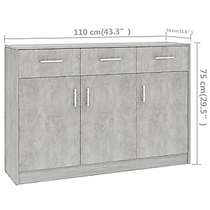 loibinfen Storage Sideboard Cabinet Dining Buffet Server Cabinet Kitchen Cupboard Modern Console Sofa Table with 3 Drawers and 3 Doors for Living Room,43.3"x11.8"x29.5" Concrete Grey -AA