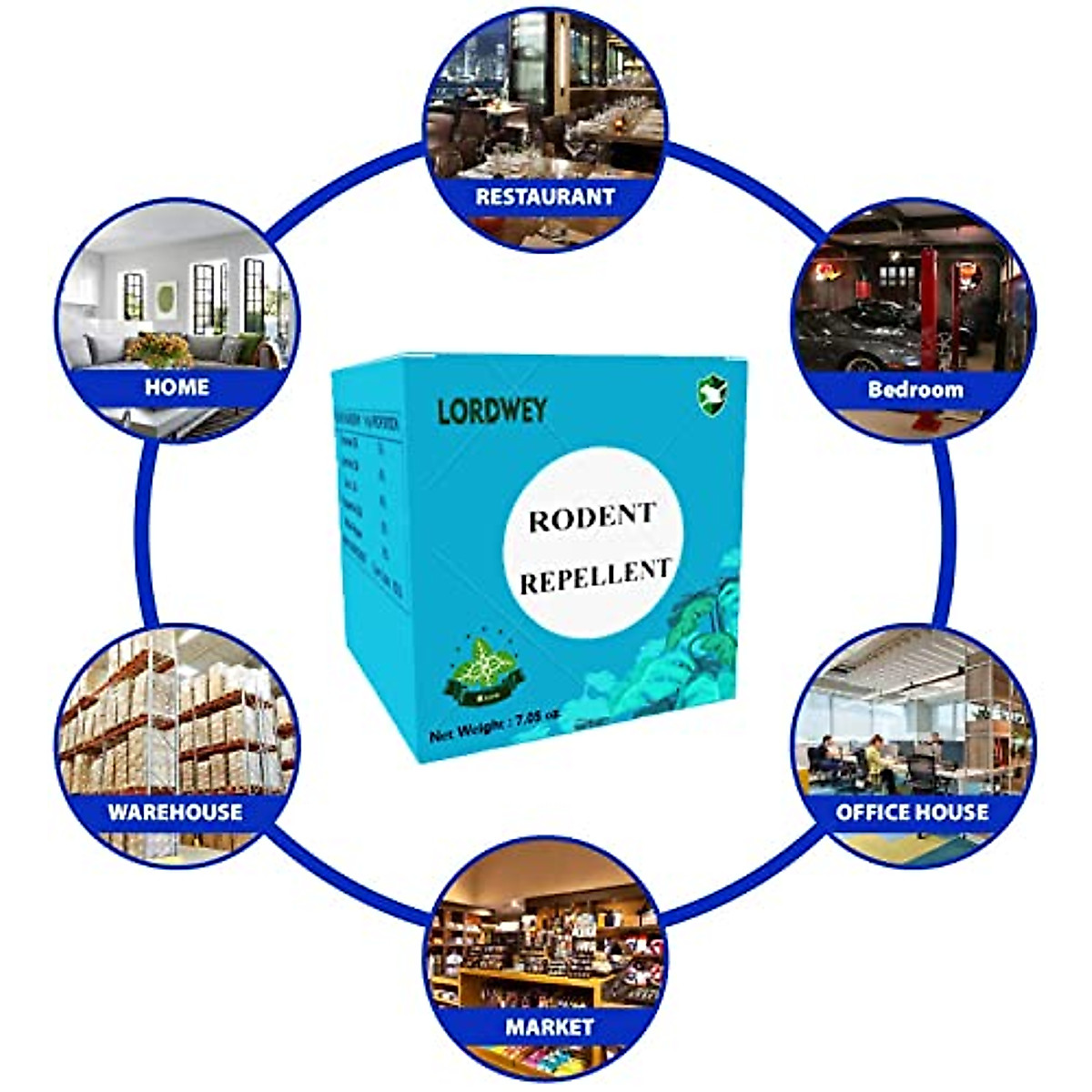 LORDWEY Rodent Repellent, 8 Pack Pest Control Pouches, Plant Peppermint Oil to Repel Mouse, Mice, Rats, Roaches, Ants, Insects for Indoor, Garden & Attic, Blue