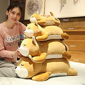 ERDAO Shiba Inu Plush Pillow,Soft Corgi Stuffed Animals Toy Cute Sleeping Puppy Doll Gifts for Kids (Smiling Eyes, 19.6 inch)
