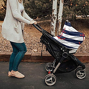 Baby Nursing Covers for Breastfeeding, Baby Car Seat Canopy Covers Scarf for Boys Girls, Nautical Anchor Stripes Canopy, Stretchy Soft Breathable Poncho Infant Stroller Cover, Navy Blue and Red