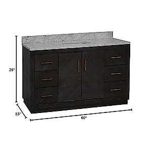 Kitchen Bath Collection Peyton 60-inch Single Bathroom Vanity (Carrara/Dark Oak): Includes Dark Oak Cabinet with Stunning Carrara Marble Countertop and White Ceramic Sink