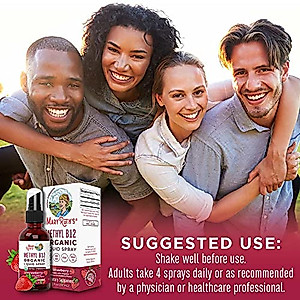 Vitamin B 12 Spray | USDA Organic Liquid B12 Spray for Nerve Function & Energy Boost | Sugar Free | Non-GMO, Vegan, Gluten Free | Strawberry | 1 Fl Oz (Pack of 1)