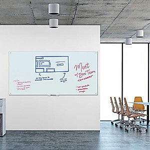 U Brands Glass Dry Erase Board, 96 x 47 Inches, White Frosted Non-Magnetic Surface, Frameless