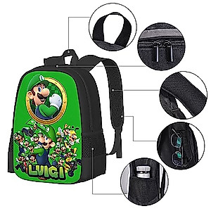 suvnufk 17" Lightweight Anime Backpack with Leakproof Portable Lunch Bag Pencile Case, Cooler Insulated Lunch Bag for Laptop (Green, One Size)