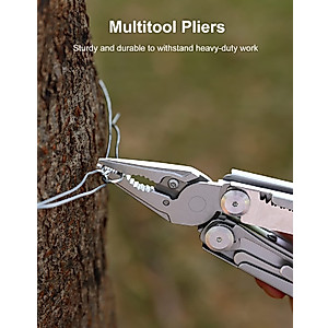 SUYIWEE Multitool 19-in-1 with Safety Lock, Professional 440A Stainless Steel Multi Tool Pliers Pocket Tool, Foldable Multitools with Nylon Sheath for Outdoors, Survival, Camping, Hiking, Repairing