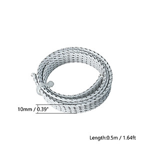Aicosineg Cable Sleeve Braided Sleeving PET Wire Loom Tubing Cable 1.64ft-2/5inches Wrap Protector for HiFi Audio and Video Headphone Cable Protect Wires from Chewing of Pets Silver