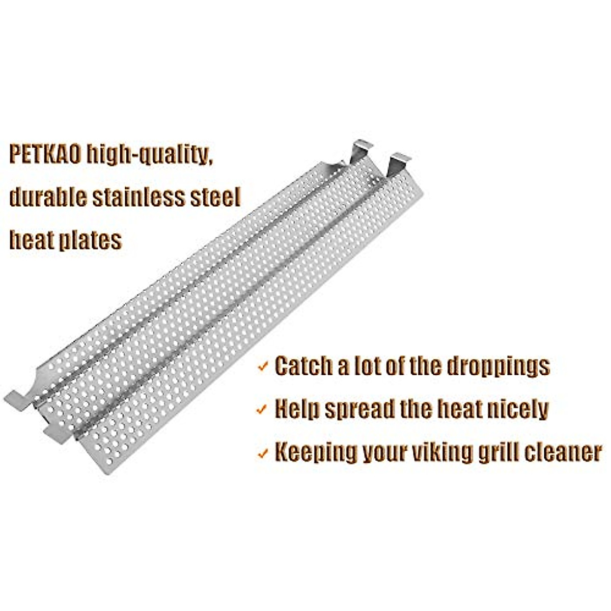 Stainless Steel Heat Plates Replacement Parts for Viking VGBQ 30 in T Series, VGBQ 41 in T Series, VGBQ 53 in T Series, VGBQ30, VGBQ41, VGBQ53, 4PCS