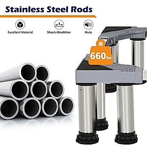 LUCKUP Washing Machine Stand Refrigerator Stand with 12 Heavy Duty Feet (Height: 9.4"-10.4") Washer Pedestal Adjustable Base for Washer and Dryer, Fridge, Max Load 660LB/300KG