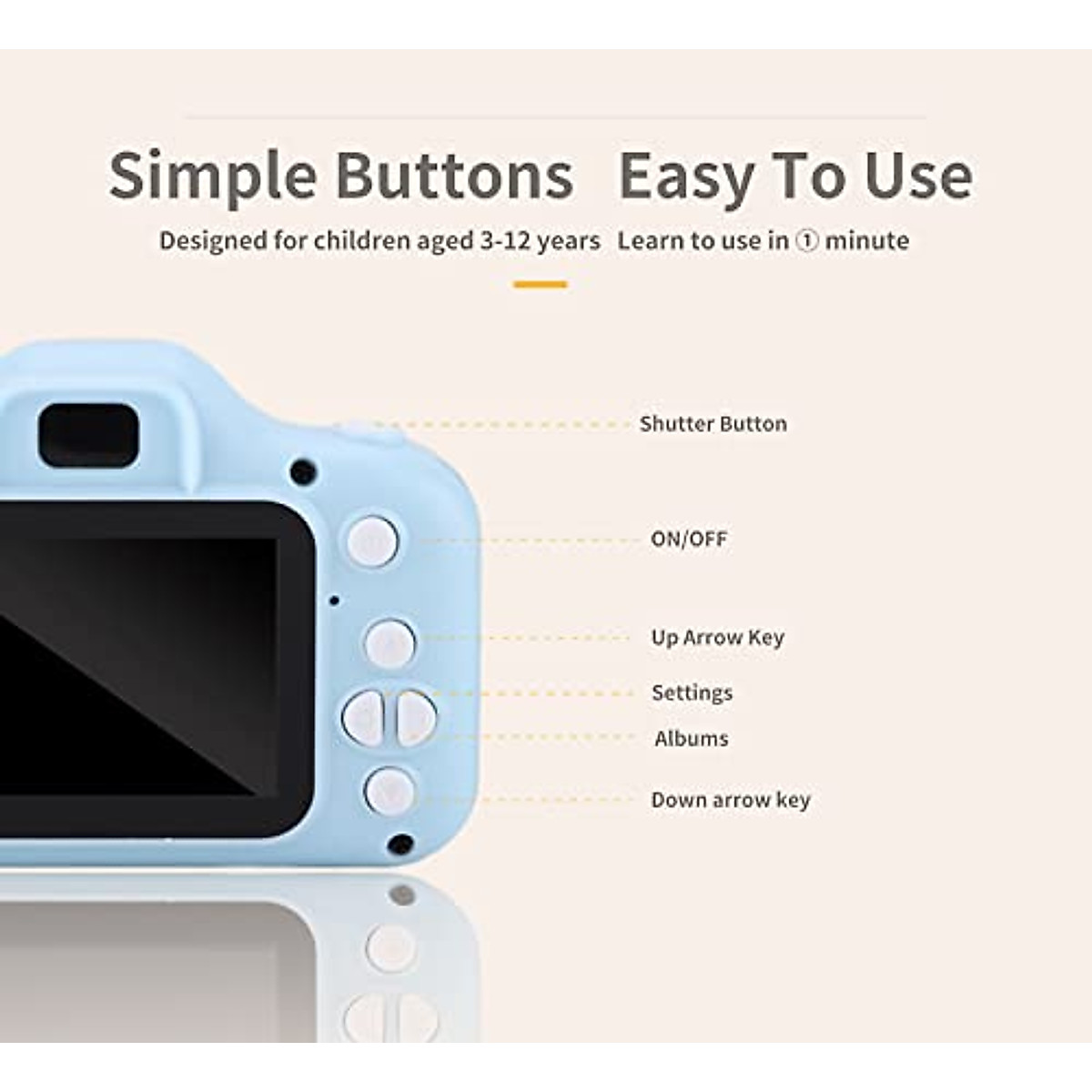Kids Video Camera Toy, 2.0inch IPS Color Screen Digital Video Cameras for Toddler Support 32GB SD Card, Christmas Birthday Children's Day Gift for Boys and Girls Kids Toys Camera