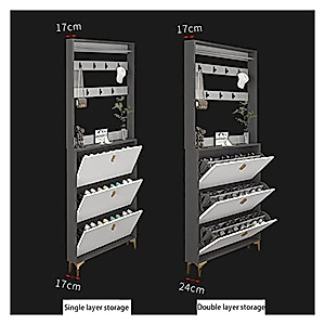 Freestanding Shoe Rack Locker Household Shoe Cabinet Ultra-Thin Dump Cabinet Creative Cloakroom Porch Shoe Cabinet Multi-Layer Storage Shoe Cabinet Multifunctional Locker (Size : 60 * 17 * 210cm)