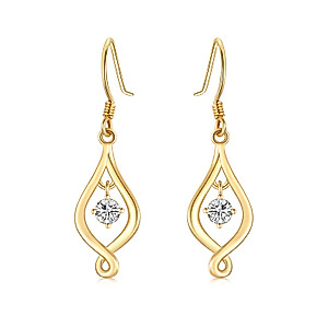 SISGEM 10K Solid Gold Infinity Drop Earrings for Women,Yellow Gold Moissanite Infinite Love Dangles Earrings Birthday Gifts for Wife Mom