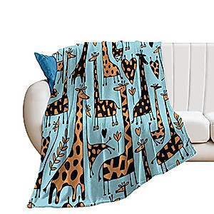 Animals Giraffe Flannel Fleece Throw Blanket Soft Warm Lightweight Fuzzy Plush Blankets for Bed Couch Sofa 70"x80"