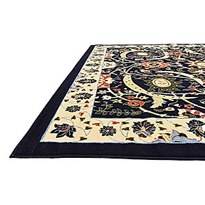 Unique Loom Espahan Collection Area Rug - Cape Cod (7' 10" Square, Navy Blue/ Black)