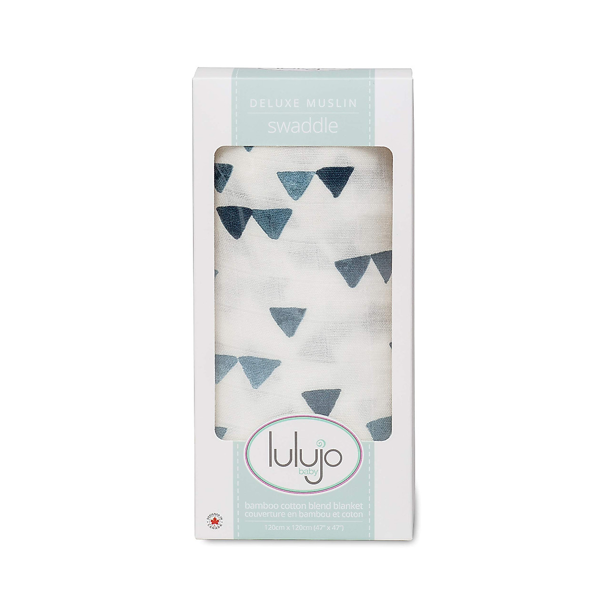 lulujo Baby Muslin Silky Soft Swaddling Blanket, Navy Triangles, 47 x 47-Inches