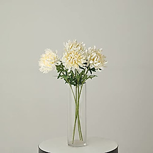 Efavormart 3 Stems | Ivory 27" Artificial Silk Chrysanthemum Bouquet Flowers, Large Faux Mum Branches