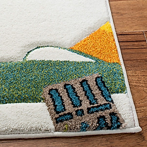 SAFAVIEH Carousel Kids Collection Area Rug - 8' x 10', Ivory & Blue, Non-Shedding & Easy Care, Ideal for High Traffic Areas for Boys & Girls in Playroom, Nursery, Bedroom (CRK167A)