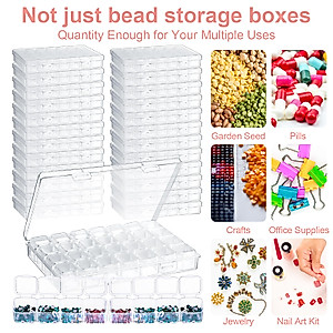 Ripeng 24 Pack 672 Slots Diamond Painting Storage Containers Bulk, 28 Grids Bead Organizer Box Diamond Painting Accessories Boxes Diamond Art Embroidery Storage with 960 Label Stickers