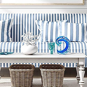 Beachcombers Rolling Ocean Coastal Table Top Nautical Decor Decoration Glass Art Blue