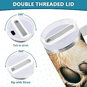 Burbuja Funny Cat Dog Paws 40oz Insulated Tumblers with Handle and Straw Lid, Double Wall Stainless Steel Travel Mug Leak-Proof, BPA Free, Gift for Mom Dad