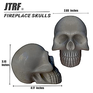 JTRF Ceramic Fireproof Skull Fire Pit,Halloween Firepit Skull Fire Logs for BBQ,Bonfire,Campfire | Fireplace Skulls Fireproof Ceramic Skulls for Fire Pit | for Gas, Propane,Wood Fires(Pack of 2)