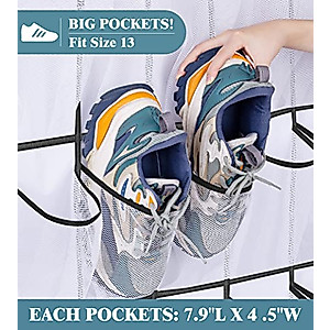 MISSLO 35 Large Pockets Over The Door Shoe Organizer Sturdy Oxford Fabric Hanging Shoe Rack for Door Mesh Closet Shoe Holder Hanger, White