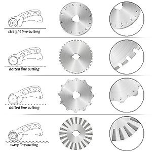 WhisperDream 45mm Rotary Cutter - White Rotary Cutter with Ergonomic Safety Design - 8 Extra Replacement Blades Included, 45mm Rotary Cutter Great for Sewing, Quilting Supplies, Fabric and Crafts