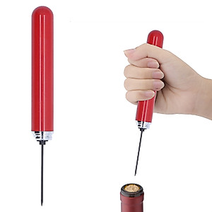Ladieshow Air Pump Wine Bottle Opener Air Pressure Wine Opener Portable Handheld Needle Tube Pen Shape Stainless Steel Cork Remover for Home Party(Red)
