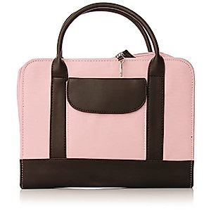 Bible Study Organizer for Women, Bible Bag, Zippered, Shoulder Strap, Detatchable Bible Case, Nylon, Leather Look Accents, Pink, Large