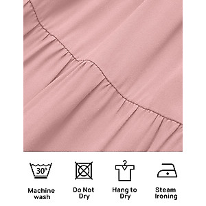 ZESICA Women's Casual Crew Neck Flutter Sleeve Smocked High Waist Hollow Out Lace Trim Tiered A Line Midi Dress,DarkPink,Small