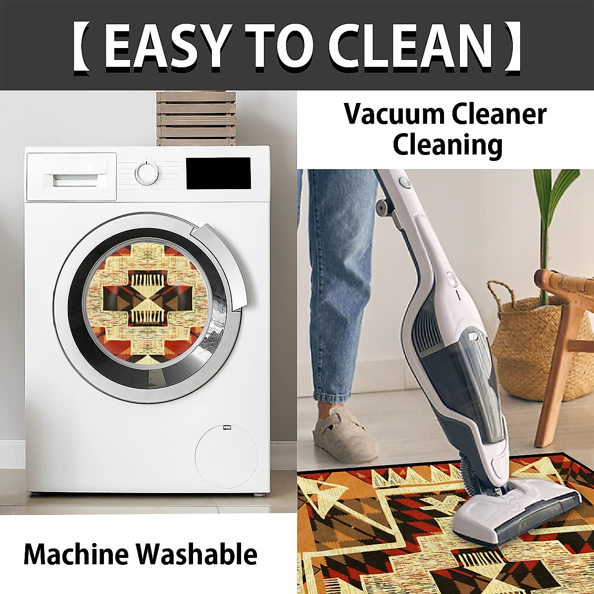 Native American Arrow Style Half Round Door Mat Indoor Entrance 24X36" Ethnic Semi Circle Floor Rug Non Slip Absorbent Bathroom Mats Half Moon Area Rugs for Kitchen Patio Fireplace Hearth Rugs