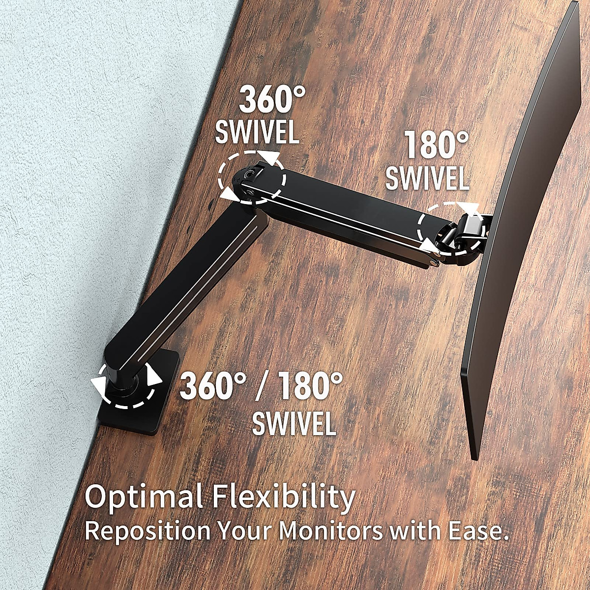 MOUNTUP Heavy Duty Monitor Arm for 13''-42'' Ultrawide Screen up to 33 lbs, Computer Monitor Stand for Desk, Full Motion Gas Spring Monitor Desk Mount, VESA Monitor Mount with C-Clamp & Grommet Base