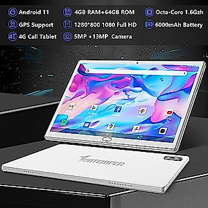 2023 Newest 10 Inch Tablet,2 in 1 Tablet with Keyboard Mouse, Android Tablet 4G Cellular with 2 SIM 1 SD-64GB ROM SD Max 512GB,Octa-Core,1080 FHD,13MP,GMS-Zertifizierung,GPS/ WIFI/ Bluetooth(Silvery)