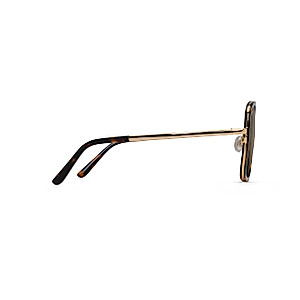 Maui Jim Men's and Women's Pua Polarized Fashion Sunglasses, Tortoise w/Shiny Gold/HCL® Bronze, Medium