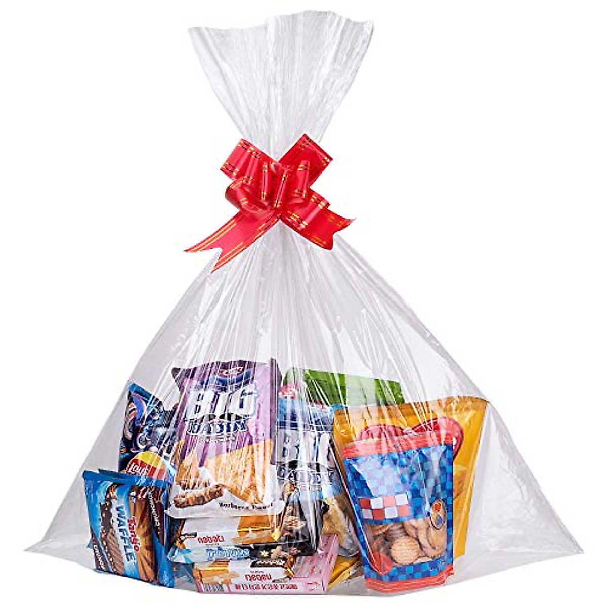 Awpeye Clear Basket Bags, 25 Pack Extra Large Cellophane Wrap for Baskets and Gifts, 32x47 Inches Cellophane Bags, 2 Mil Thick