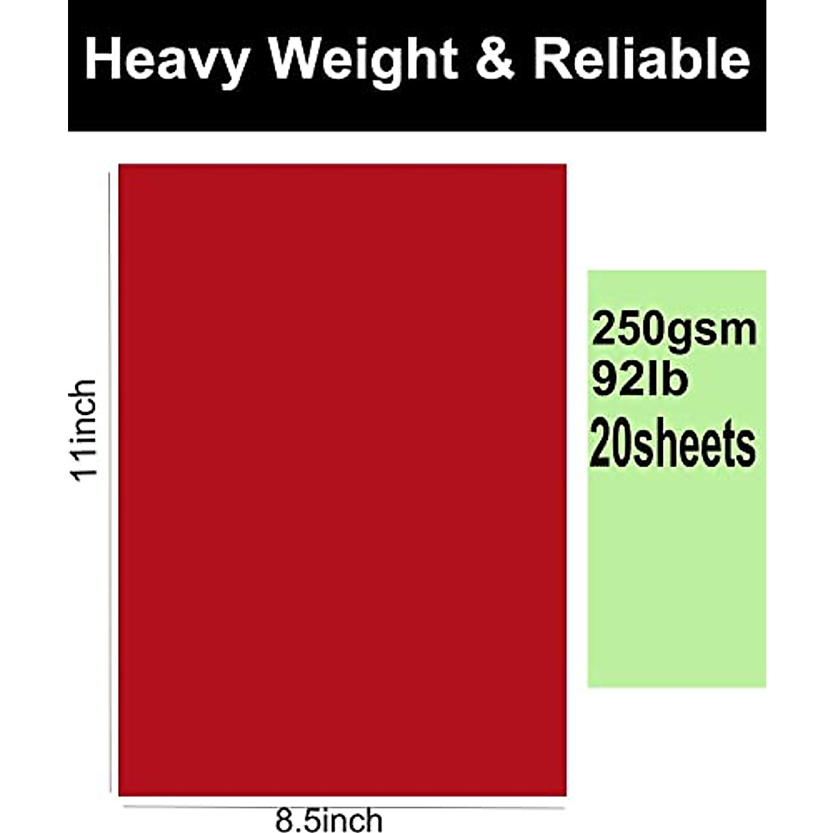 50 Sheets Red Cardstock 8.5 x 11, 250gsm Thick Red cardstock Paper for DIY Arts Christmas Cards Making, Red Craft Paper for Invitations, Stationary Printing,Scrapbook Supplies (250gsm/92lb)