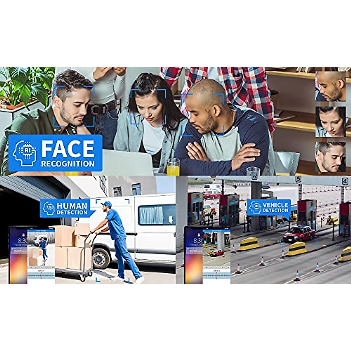 GW 8 Channel 4K NVR 8MP 4K AI Smart Home Security Camera System, (4) Dome and (4) Bullet Built-in Microphone Audio Recording HD 2160P 4K IP PoE Cameras, Face Recognition/Human/Vehicle Detection